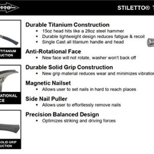 Stiletto TB3MC 15oz. Ti-Bone 3 Titanium Hammer with Milled Face, Curved Handle and New Improved Model Anti-rotational Face