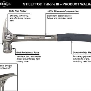 Stiletto TB3MC 15oz. Ti-Bone 3 Titanium Hammer with Milled Face, Curved Handle and New Improved Model Anti-rotational Face