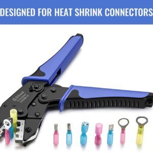 Qibaok Crimping Tool Ratcheting Wire Crimper for Heat Shrink Connectors Ratchet Terminal Crimper Wire Crimp Tool AWG 22-10