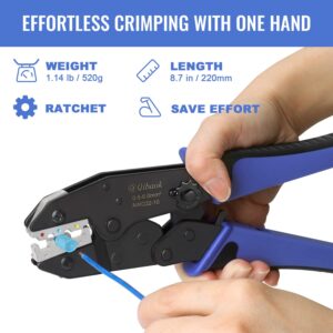 Qibaok Crimping Tool Ratcheting Wire Crimper for Heat Shrink Connectors Ratchet Terminal Crimper Wire Crimp Tool AWG 22-10