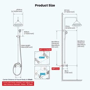 gotonovo Oil Rubbed Bronze Shower Faucet 8 Inch Rainfall Shower Head Set Double Cross Handle Handheld Spray Bathroom Shower System Wall Mount