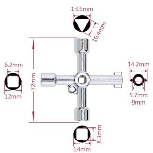 OriGlam 4-Way Key, Multi-Functional Utilities Key, Plumbing Key Wrench, Plumber Key Opening Key Tool for Electric Control Water Gas Meter Box Cupboard Cabinet Train