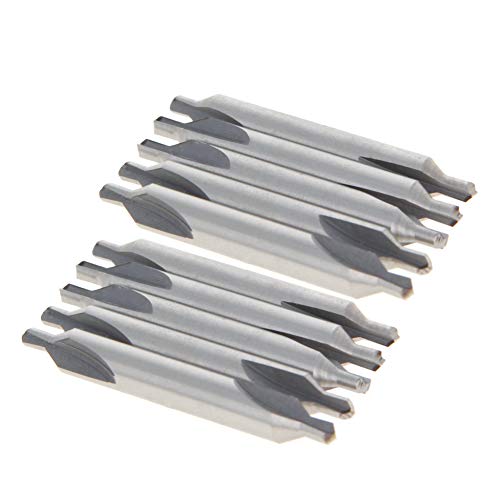 Utoolmart 10 Pcs Center Drill Countersink Lathe Bit Mill Tool, Combined Drills Plain Type Imperial, 1/4-inch Combined Countersinks Drills Set Tool, HSS-6542 Countersinks