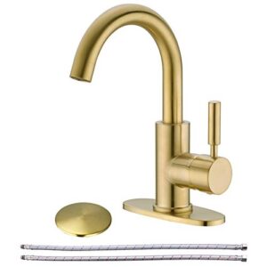 single handle bathroom lavatory sink faucet mixer,basin faucet with pop-up sink drain and deck plate,bar sink faucet,brushed gold