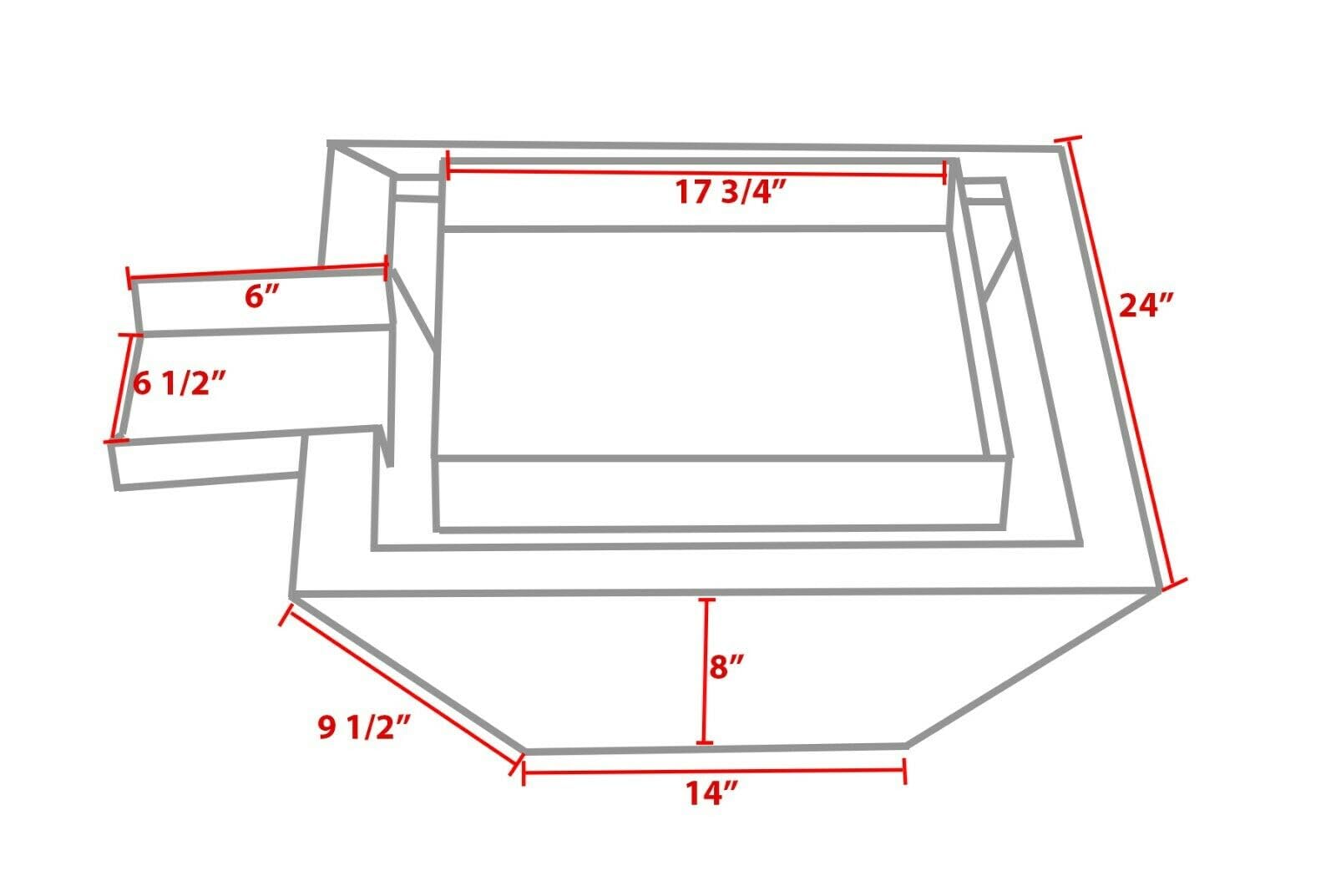 18" 24" Stainless Steel or Rustic Black Square Fire Pit Bowl Pot w/Waterfall Column (24" Fire Pit w/Waterfall, Copper Cladded)