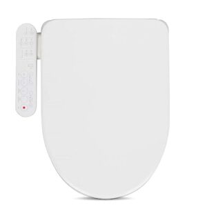 alpha bidet gx wave bidet toilet seat in round white | strong spray | stainless steel nozzle | 3 wash functions | led nightlight | warm air dryer | oscillation and pulse