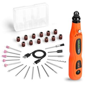 galax pro 3.6v lithium ion mini cordless rotary tool kit, 3 adjustable speed, usb charging cable and 31 accessories for drilling, grinding, cleaning, polishing and carving