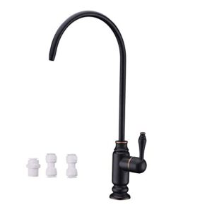 kmeino (oil rubbed bronze) water drinking faucet 100% lead-free water filter faucet fits most ro units or water filtration system stainless steel body sink water filtration faucet mini tube