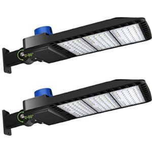 LEDMO 300W LED Parking Lot Lights Adjustable Arm Mount with Photocell 1000-1200W HID/HPS Replacement Waterproof IP65 36000LM 5000K Outdoor Commercial Area Street Flood Lighting(2pack)