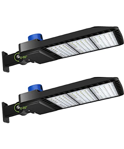 LEDMO 300W LED Parking Lot Lights Adjustable Arm Mount with Photocell 1000-1200W HID/HPS Replacement Waterproof IP65 36000LM 5000K Outdoor Commercial Area Street Flood Lighting(2pack)