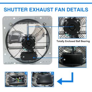 JPOWER 12 Inch Exhaust Fan Wall Mounted,Automatic Aluminum Shutter,Vent Fan High Speed 1800CFM For Garages And Shops,Greenhouse,Attic Ventilation,Upgraded Version