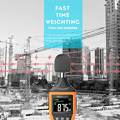 Protmex PT622A Sound Level Meter, Digital Decibel Reader Measurement, Range 30-130 dB with Large LCD Screen Display, Accuracy 1.5dB Noise Meter, Fast and Slow Selection