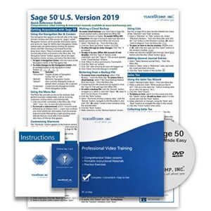 teachucomp deluxe video training tutorial course for sage 50 2019 (u.s.)- video lessons, pdf instruction manual, laminated quick reference guide, testing, certificate of completion