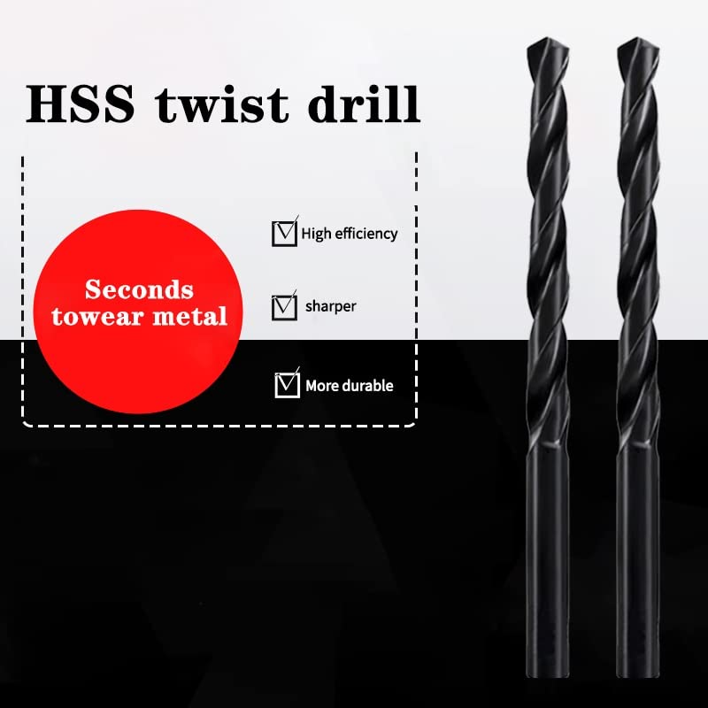 Utoolmart Round Shank Twist Drill Bit, 6.7 mm Dia HSS-4241 Twist Drill Bit, Black Drill Bit Drilling Tool, for Steel Aluminum Alloy, 10 Pcs