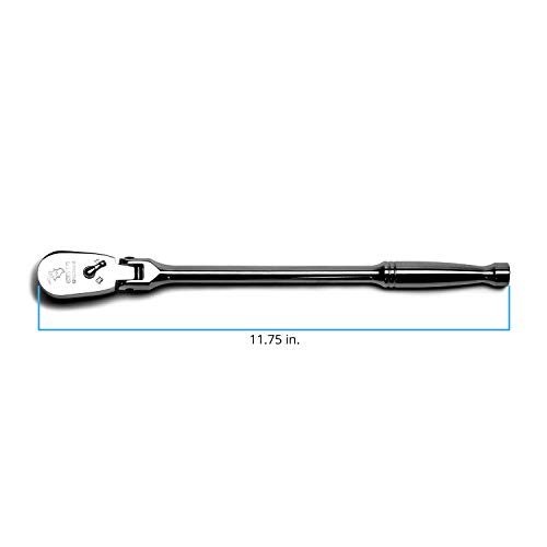 Capri Tools 3/8-Inch Drive Low Profile Flex-Head Ratchet, True 72-Tooth, 5-Degree Swing Arc, 180-Degree Flex-Head (CP12300FX)