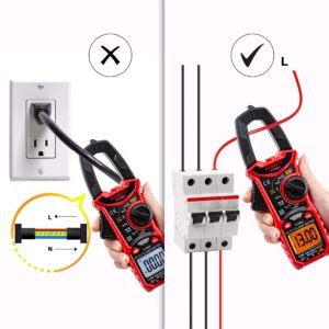 KAIWEETS HT206D Digital Clamp Meter T-RMS 6000 Counts, Multimeter Voltage Tester Auto-ranging, Measures Current Voltage Temperature Capacitance Resistance Diodes Continuity Duty-Cycle (AC/DC)