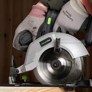 GALAX PRO DC-20V 5-1/2” Cordless Circular Saw with 2Pcs Blades (18T+48T), 3800RPM Variable Speed, Includes 2.0Ah Lithium Battery and Fast Charger, Max Cutting Depth 1-5/8”(90°), 1-7/16”(45°)