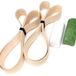 1X30 Leather Honing Polishing Belts 2 Pack with White & Green Buffing Compounds