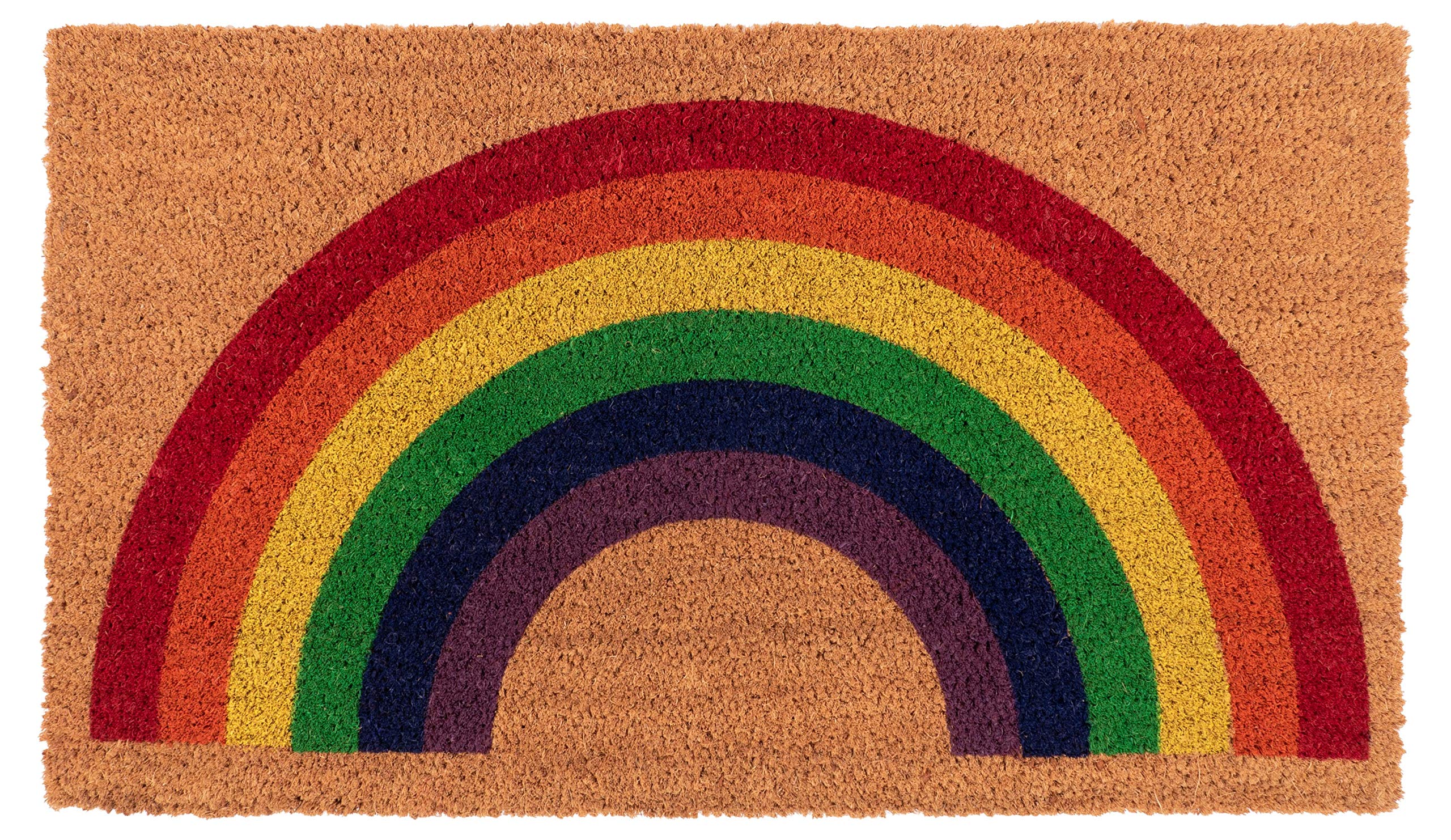 KAF Home New Coir Doormat, Heavy-Duty, Weather Resistant, Non-Slip PVC Backing, Indoor and Outdoor Use, Rainbow