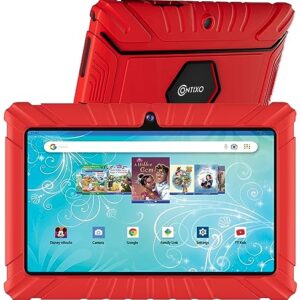 Contixo Kids Tablet V8, 7-inch HD, Ages 3-7, Toddler Tablet with Camera, Includes 50+ Disney Storybooks & Stickers (Value $200) - Android 11, 32GB, (2023 Model), Red