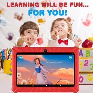 Contixo Kids Tablet V8, 7-inch HD, Ages 3-7, Toddler Tablet with Camera, Includes 50+ Disney Storybooks & Stickers (Value $200) - Android 11, 32GB, (2023 Model), Red