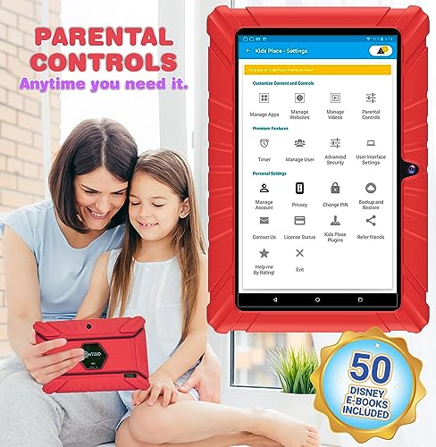 Contixo Kids Tablet V8, 7-inch HD, Ages 3-7, Toddler Tablet with Camera, Includes 50+ Disney Storybooks & Stickers (Value $200) - Android 11, 32GB, (2023 Model), Red