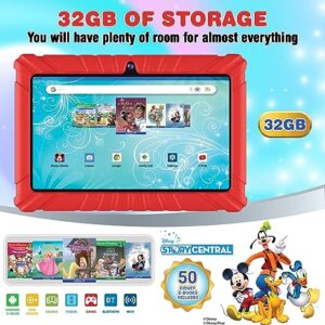 Contixo Kids Tablet V8, 7-inch HD, Ages 3-7, Toddler Tablet with Camera, Includes 50+ Disney Storybooks & Stickers (Value $200) - Android 11, 32GB, (2023 Model), Red