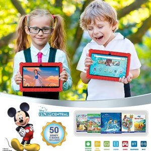 Contixo Kids Tablet V8, 7-inch HD, Ages 3-7, Toddler Tablet with Camera, Includes 50+ Disney Storybooks & Stickers (Value $200) - Android 11, 32GB, (2023 Model), Red