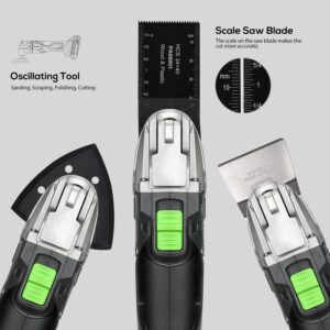 GALAX PRO Oscillating Tool, 20V Lithium Ion Cordless Oscillating Multi Tool with 1.3Ah Battery and Charger, 3pcs Blade and 10pcs Sanding Papers for Sanding, Grinding