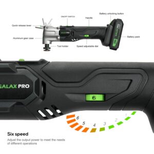 GALAX PRO Oscillating Tool, 20V Lithium Ion Cordless Oscillating Multi Tool with 1.3Ah Battery and Charger, 3pcs Blade and 10pcs Sanding Papers for Sanding, Grinding