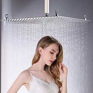 Saeuwtowy 20 inch Large Rainfall Shower Heads High Pressure Stainless Steel Bathroom Rainfall Shower Head Ultra-thin Waterfall Full Body Cover Brushed Nickel Finish