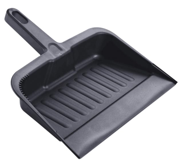 Restaurantware Clean 13 x 12.2 Inch Handheld Dustpan, 1 Heavy-Duty Utility Dustpan - Wide, Ergonomic Handle, Black Plastic Dusting Pan, Dust & Debris Cleaning Tool, For Home or Commercial Use