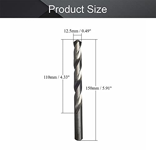 Utoolmart High-Speed Steel Twist Drill Bit, Jobber Length Twist Drill Bits, 12.5mm HSS-4241 Twist Drill Bit Set for Steel Aluminum Alloy 1Pcs