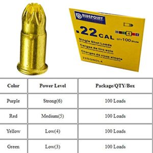 0.22 Caliber Yellow Single Shot Powder Loads, Cartridges/Powder Loads for Powder Actuated Tools Power Fasteners Power Loads (100-Count)