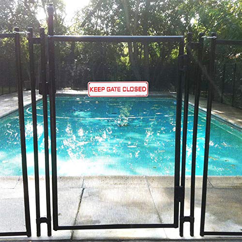 4 Pack Keep Gate Closed Sign, 12"x 3" - .040 Aluminum Sign Rust Free Aluminum-UV Protected and Weatherproof