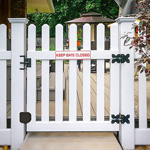 4 Pack Keep Gate Closed Sign, 12"x 3" - .040 Aluminum Sign Rust Free Aluminum-UV Protected and Weatherproof