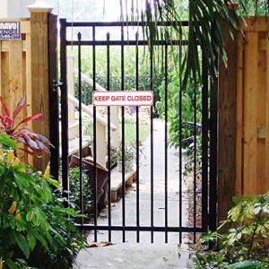 4 Pack Keep Gate Closed Sign, 12"x 3" - .040 Aluminum Sign Rust Free Aluminum-UV Protected and Weatherproof