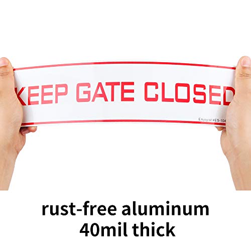 4 Pack Keep Gate Closed Sign, 12"x 3" - .040 Aluminum Sign Rust Free Aluminum-UV Protected and Weatherproof