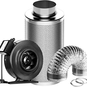 VIVOSUN Air Filtration Kit: 4 Inch 203 CFM Inline Fan, 4'' Carbon Filter and 8 Feet of Ducting Combo