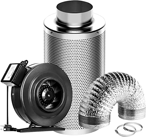 VIVOSUN Air Filtration Kit: 4 Inch 203 CFM Inline Fan, 4'' Carbon Filter and 8 Feet of Ducting Combo