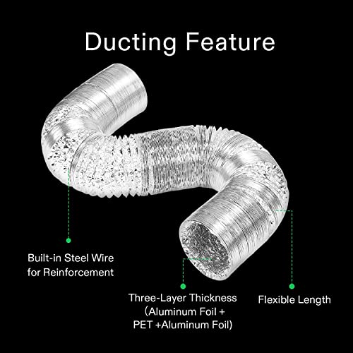 VIVOSUN Air Filtration Kit: 4 Inch 203 CFM Inline Fan, 4'' Carbon Filter and 8 Feet of Ducting Combo