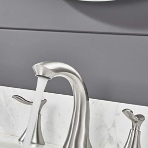 Comllen Widespread 3 Hole Brushed Nickel Bathroom Faucet, Modern 8 Inch Two Handle Bathroom Sink Faucet Lavatory Vanity Faucet with Water Hoses and Pop-up Drain