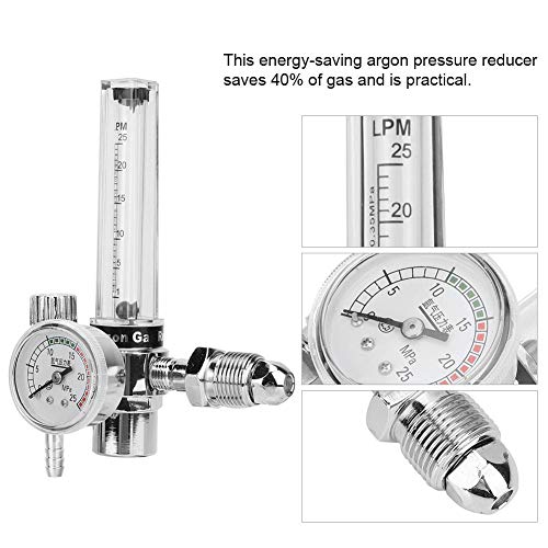 Argon Regulator Gas Reducer,CGA540 Outlet Male Thread Argon/Carbon Dioxide Regulator Gas Flowmeter with Guage for TIG Welder Machine