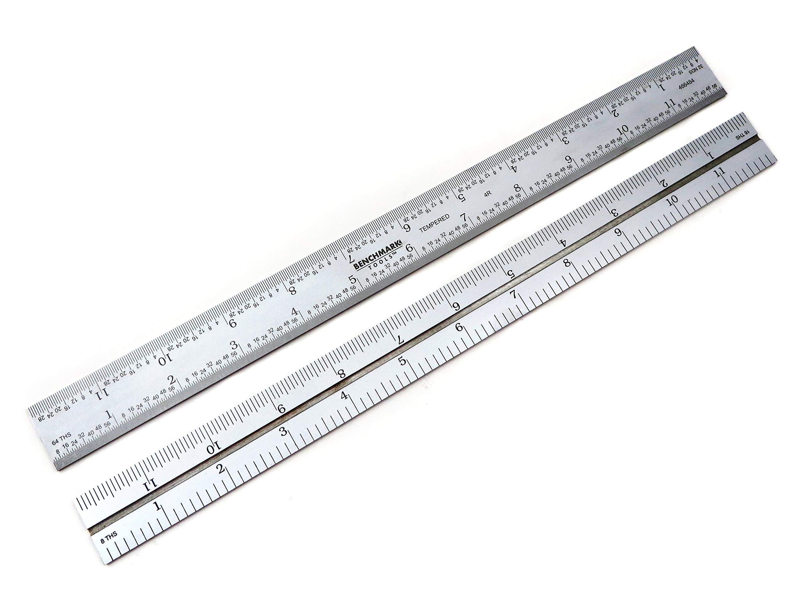 Benchmark Tools 466484 12 inch Combination Square Blade Ruler 4R Markings 1/8, 1/16, 1/32, 1/64 Stainless Steel Non-Glare Satin Chrome Finish Compatible with Starrett, Mitutoyo, PEC, Brown and Sharp