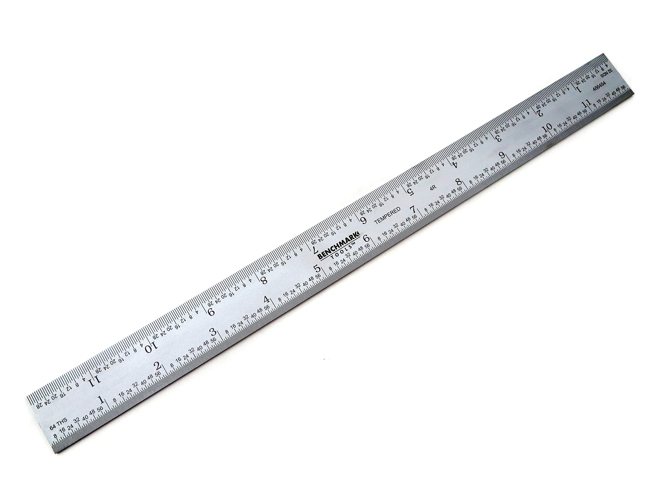 Benchmark Tools 466484 12 inch Combination Square Blade Ruler 4R Markings 1/8, 1/16, 1/32, 1/64 Stainless Steel Non-Glare Satin Chrome Finish Compatible with Starrett, Mitutoyo, PEC, Brown and Sharp