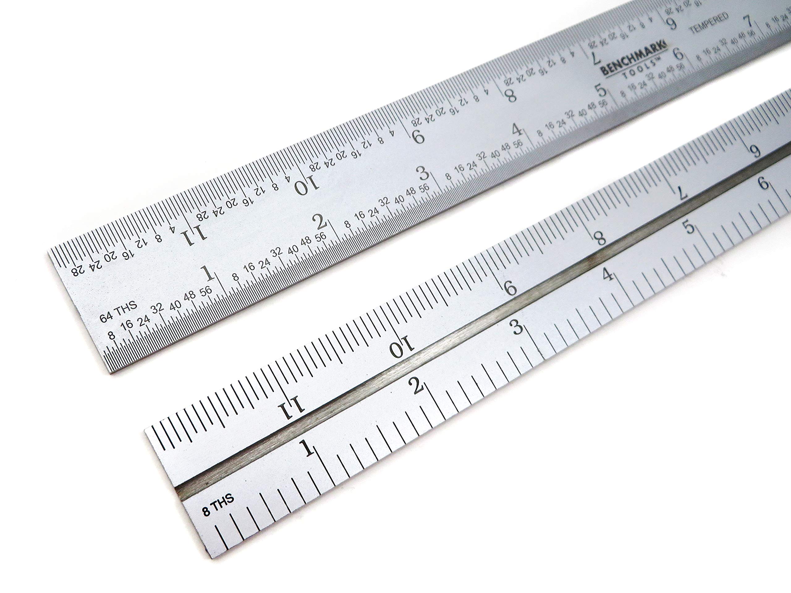 Benchmark Tools 466484 12 inch Combination Square Blade Ruler 4R Markings 1/8, 1/16, 1/32, 1/64 Stainless Steel Non-Glare Satin Chrome Finish Compatible with Starrett, Mitutoyo, PEC, Brown and Sharp