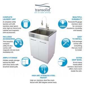 Transolid TCAM-2420-WS 24-in x 20-in x 34.6-in Laundry Sink Cabinet with Faucet and Accessories, White