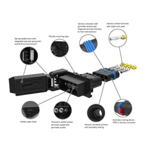 4-Way Flat Trailer Connector with Snap Self-Closing Lid Cover Heavy-Duty 12V 4-pin Trailer Tow Wire Harness Socket Kit with 7.8" Wires Road Tough WeatherLock