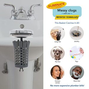 Drain Buddy Deluxe: Bathroom Sink Stopper Strainer with Hair Catcher - No Installation Clog Prevention, Fits 1.25” Sink Drains - Chrome Plated Cap with 1 Replacement Basket – Seen On Shark Tank