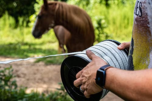 SGT Knots High Visibility Electric Fence Poly Tape - Electric Twisted Poly Pro - Long Lasting 5 Stainless Steel Conductors (1/2" x 656ft, 1 Spool - White)